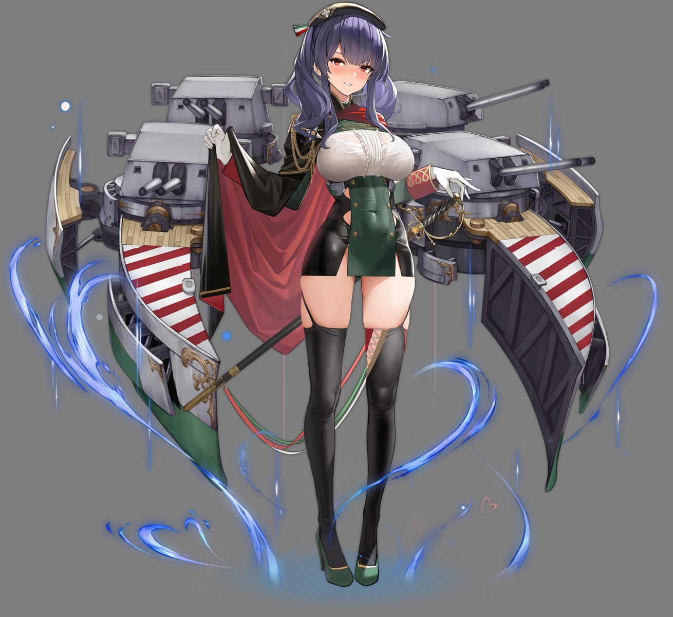 yunsang azur lane pola (azur lane) bra heels see through stockings sword thighhighs uniform ...